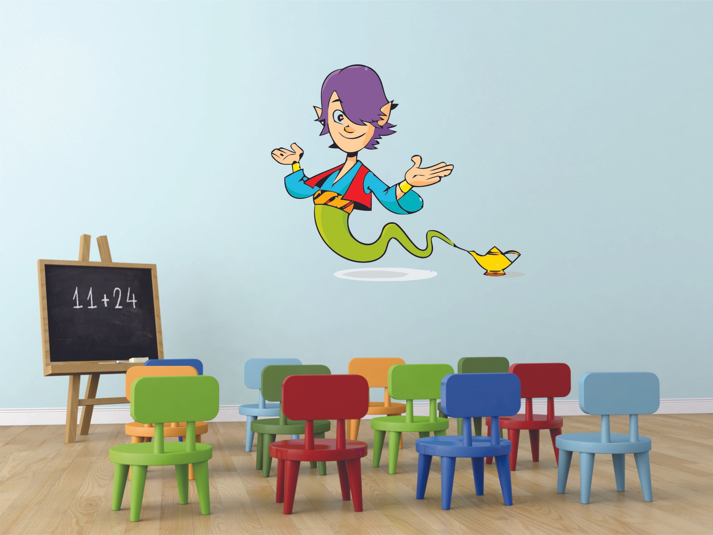 Happy Human Genie Lamp Cartoon Character Wall Art Decal Vinyl Sticker ...