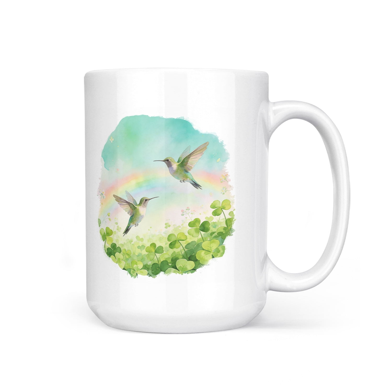 Happy Hummingbird Welcome St Patrick's Day Lucky Shamrocks Clover Mug ...
