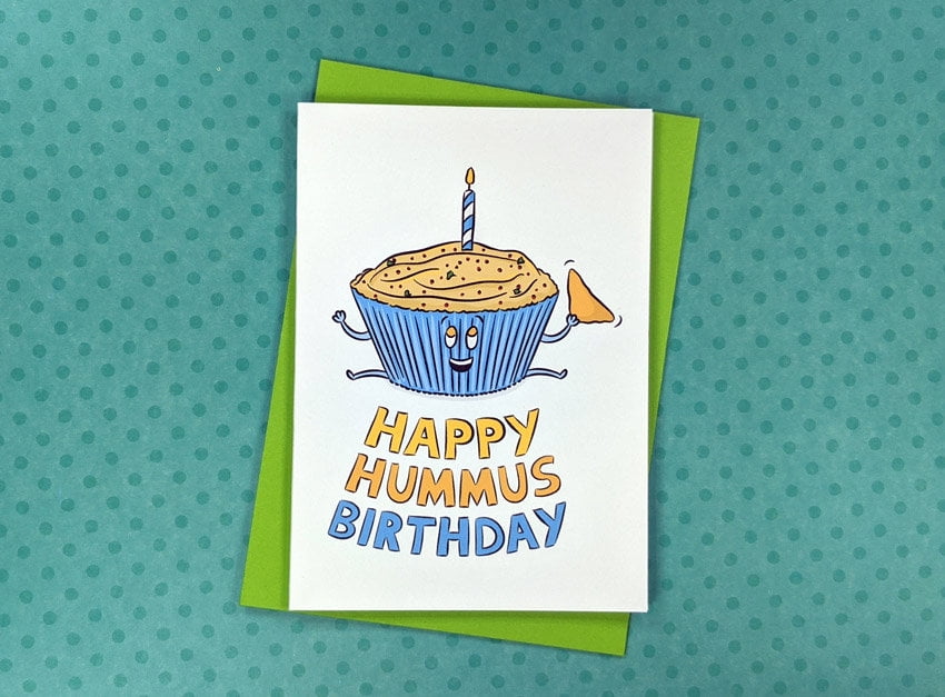 Happy Hummus Birthday Card – Funny Greeting Card with Chickpea ...