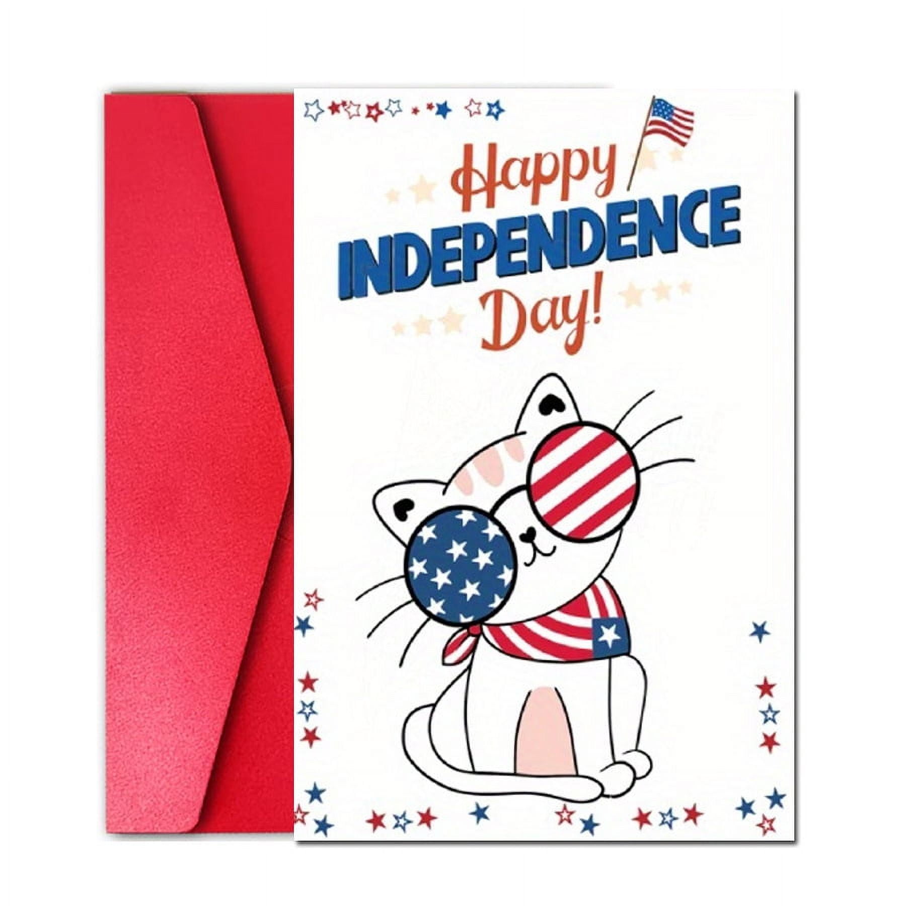 Happy Independence Day Cat Greeting Card – Cute American Flag ...