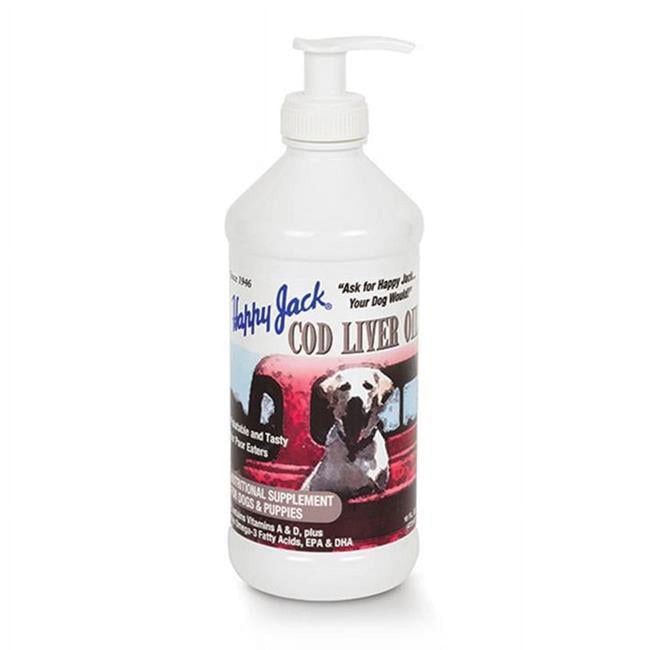 Happy Jack Cod Liver Fish Oil for Dogs Skin and Coat Supplement, Brain ...