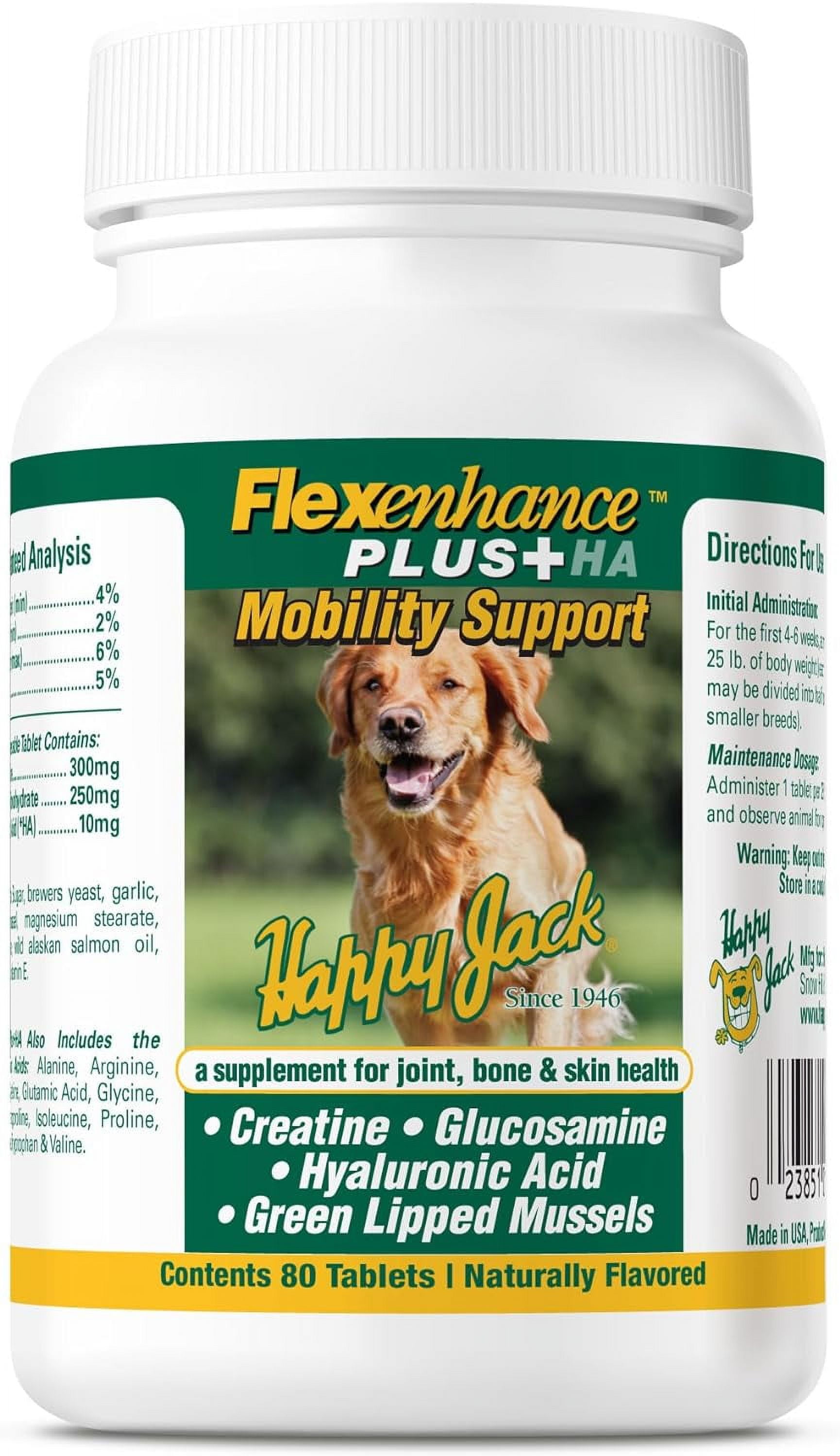 Happy Jack® Flexenhance™ Plus + HA Dog Hip and Joint Supplement with ...