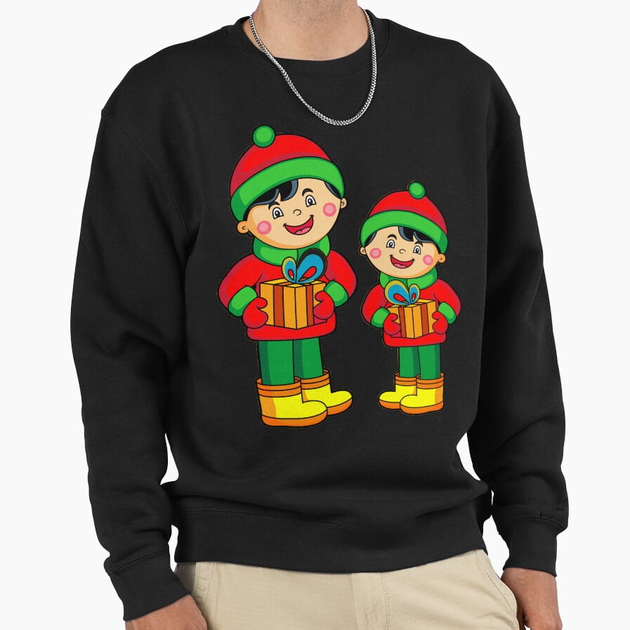 Happy Kids In Full Christmas Clothes Retro Vintage Funny Graphic ...