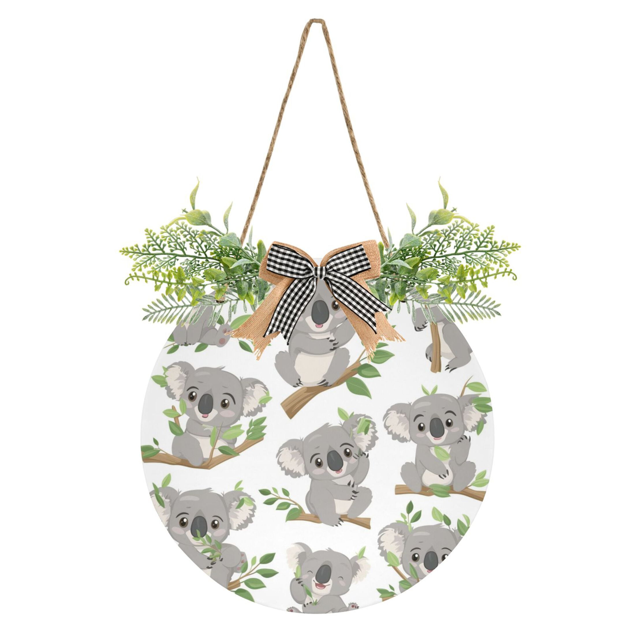 Happy Koalas on Branch Welcome Front Door Sign Round 12 inch Porch ...