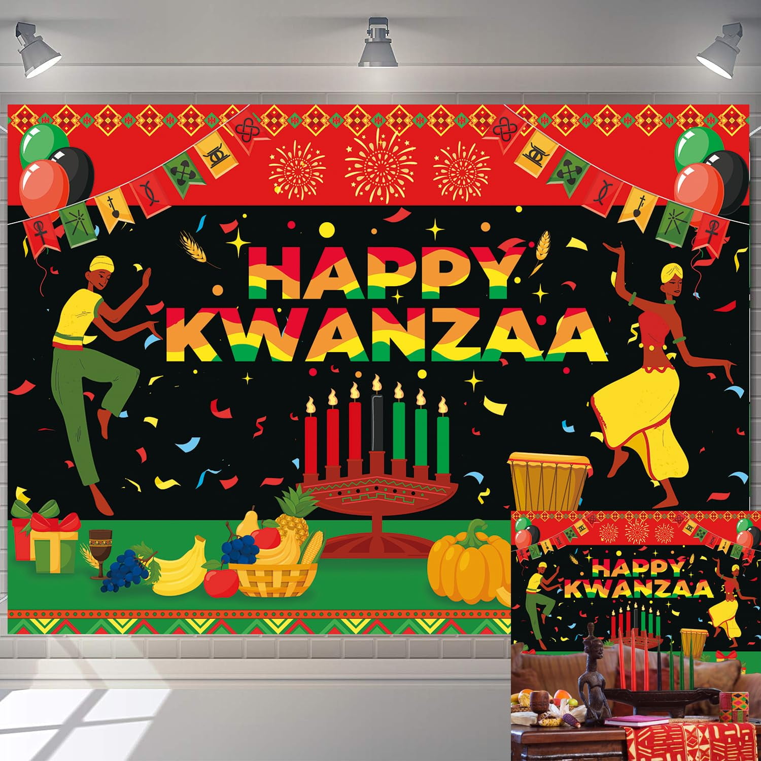 Happy Kwanzaa Backdrop Kwanzaa Party Decoration Photography Background ...