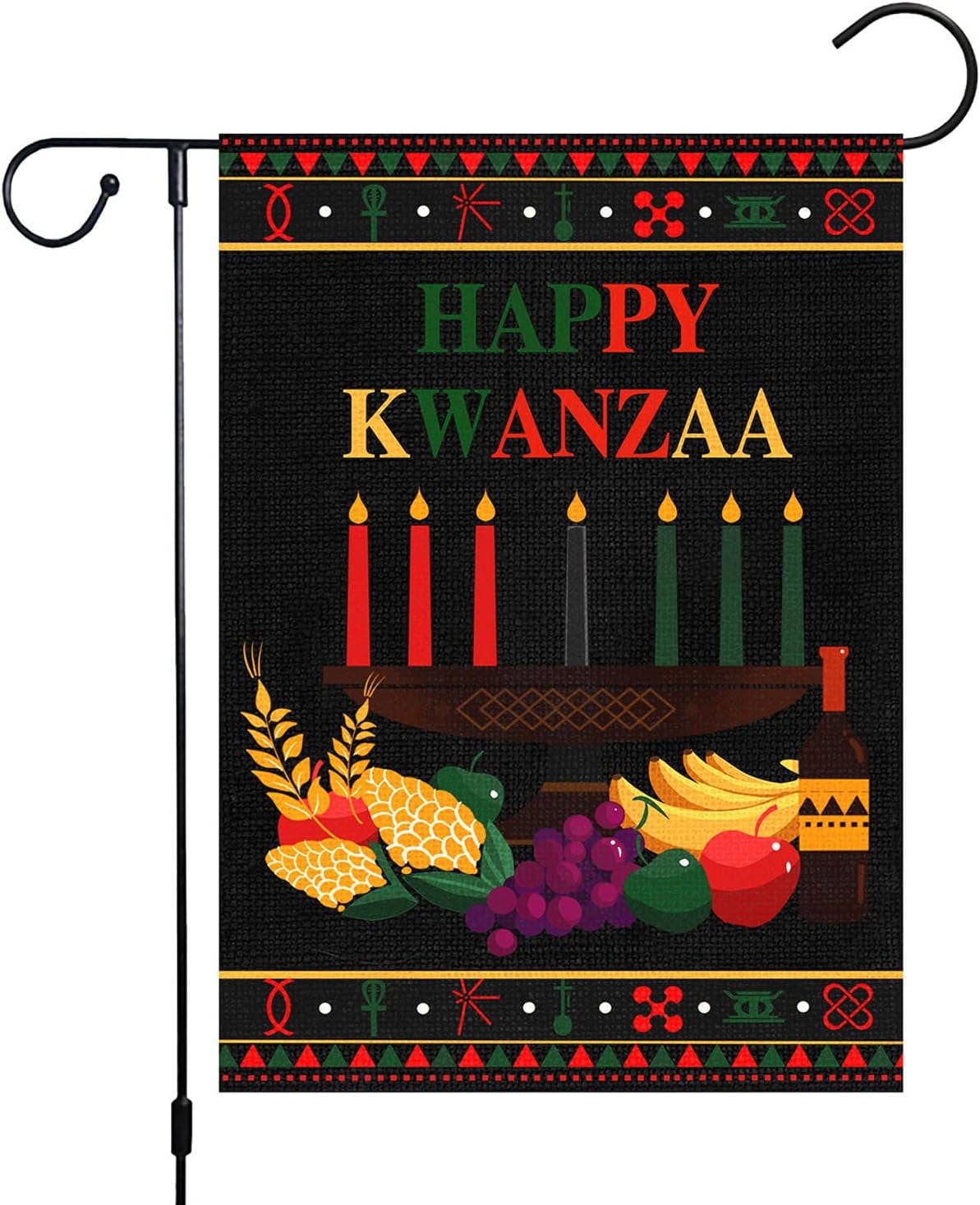 Happy Kwanzaa Garden Flag 12.5x18 Double Sided Vertical, Burlap Small ...
