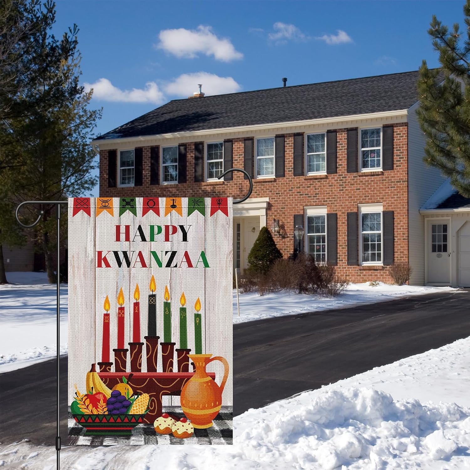 Happy Kwanzaa Garden Flag 2x18 Inch,Kinara Candles Yard Flag Kwanzaa ...