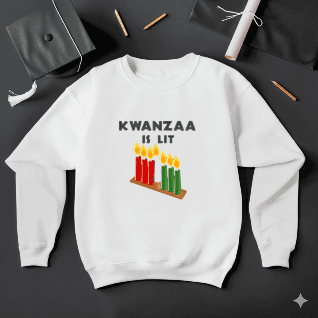 Happy Kwanzaa Is Lit Funny African Holiday Celebration Humor Sweatshirt ...