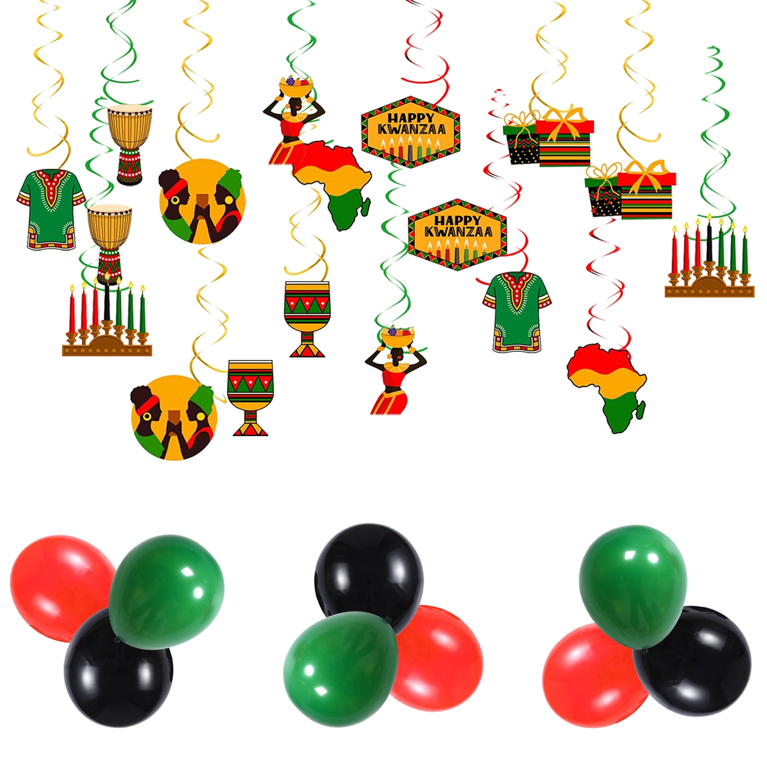Happy Kwanzaa Party Decoration African Holiday Ceiling Swirl Spirals ...