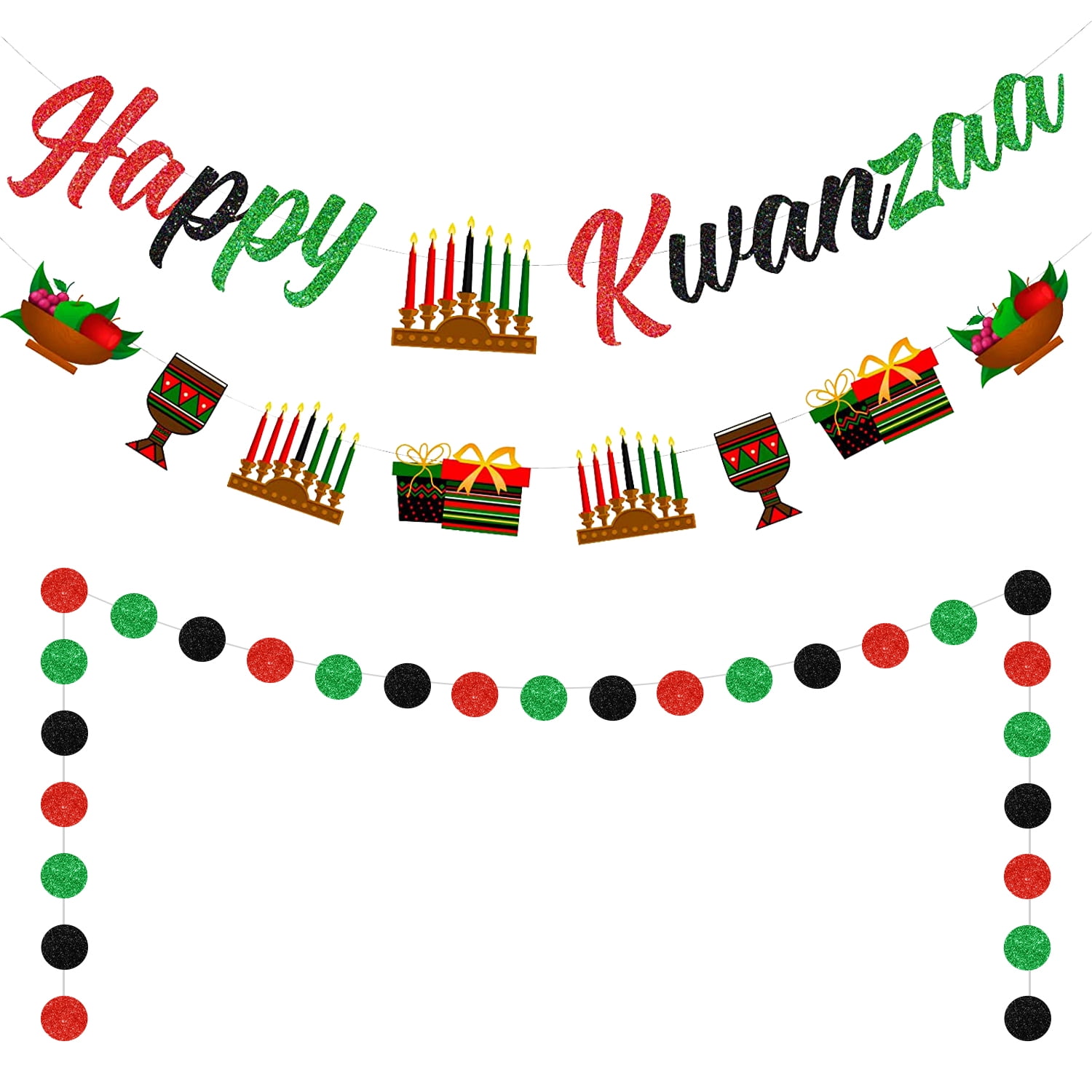 Happy Kwanzaa Theme Party Decoration Glittering Candlestick Banner Gift ...