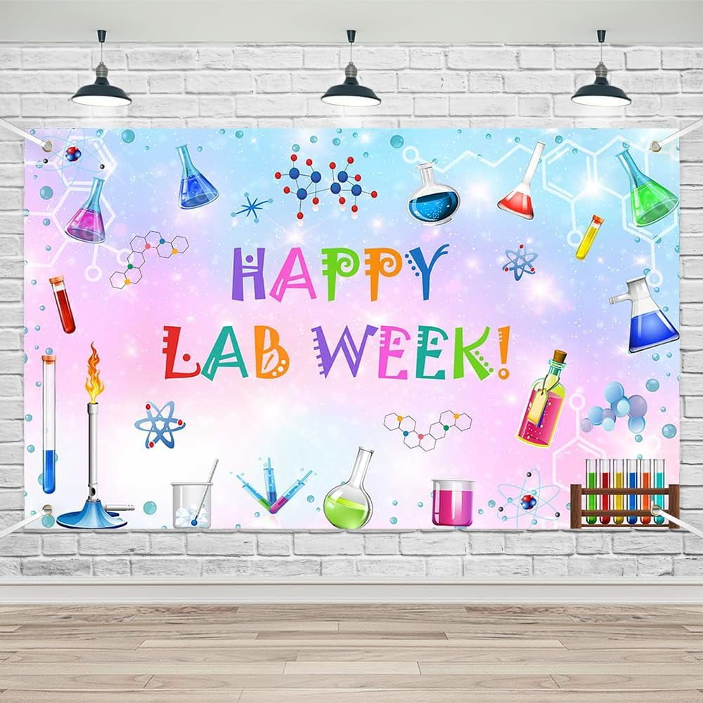 Happy Lab Week Banner for Lab Personnel - 70.8x43.3 Inches, Laboratory ...
