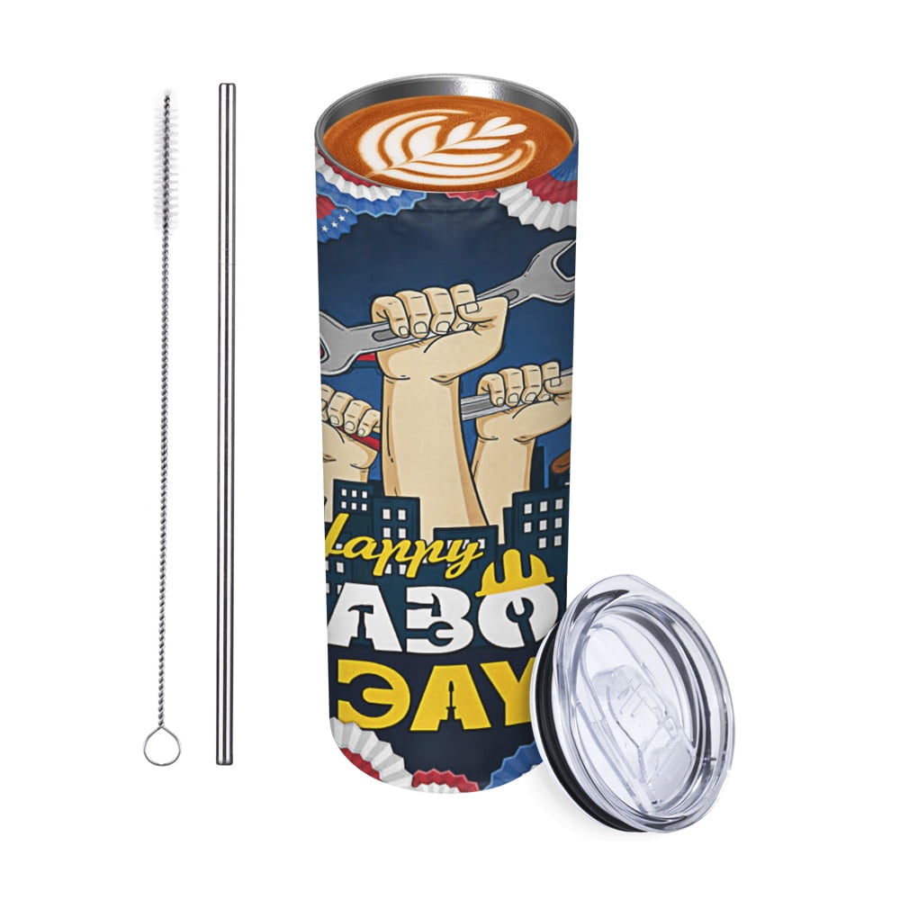 Happy Labor Day American Flag 20oz Coffee Mug Cup,Stainless Steel ...