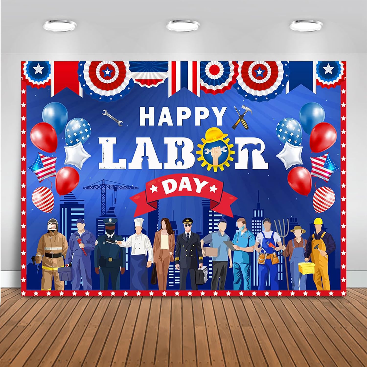 Happy Labor Day Backdrop Banner Large Labor Day Celebration Party ...
