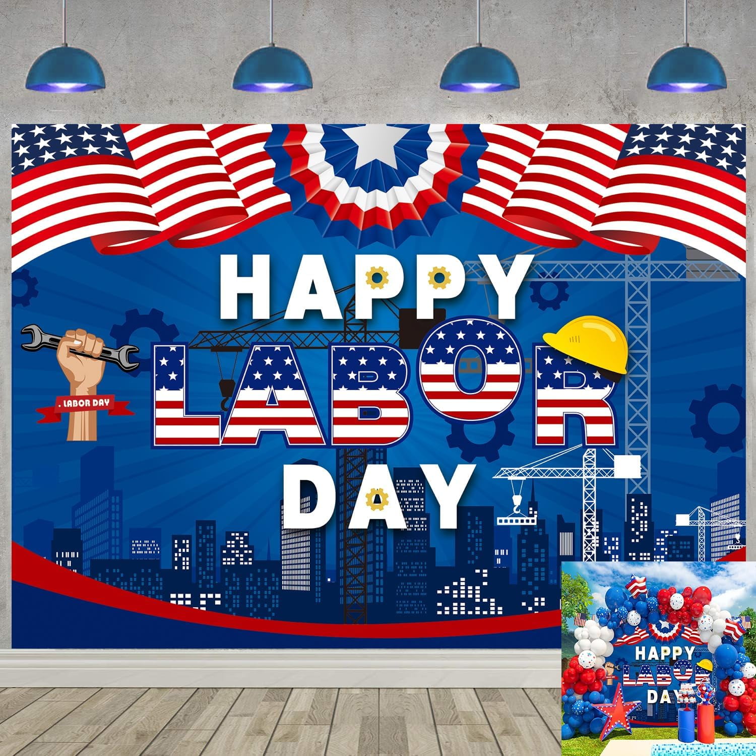 Happy Labor Day Backdrop Banner Remember and Honor Laborer Photography ...