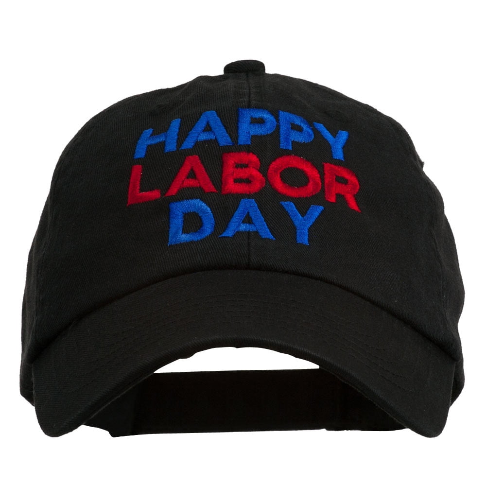 Happy Labor Day Embroidered Washed Cap - Black OSFM - Walmart.com