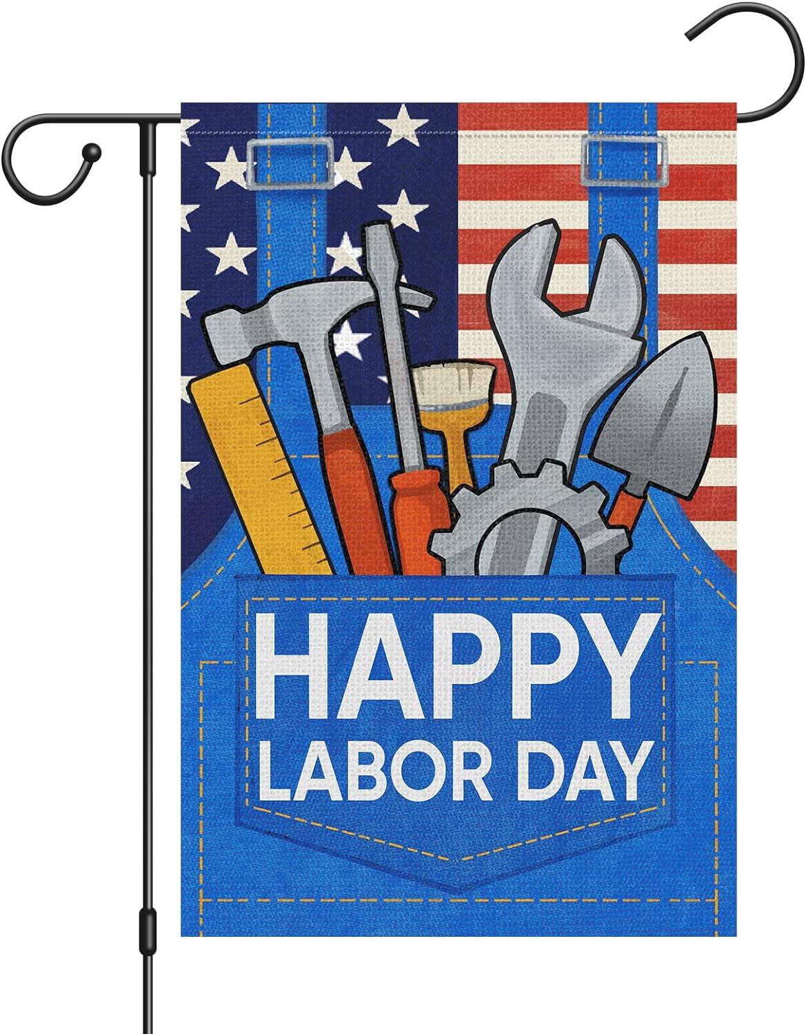 Happy Labor Day Garden Flag 12x18 Double Sided Vertical, Burlap Small ...