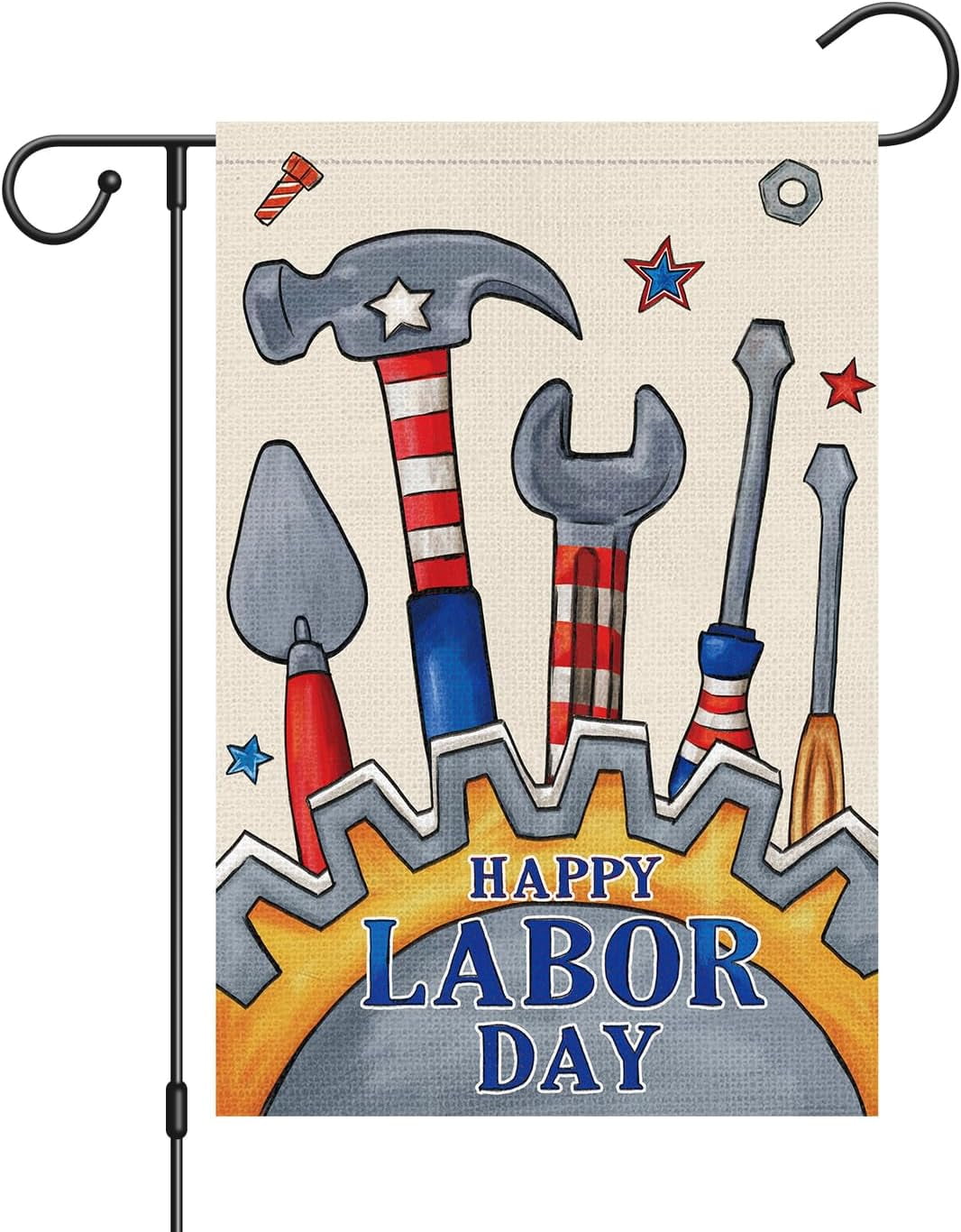 Happy Labor Day Garden Flag 12x28 inch Double Sided Vertical, Burlap ...