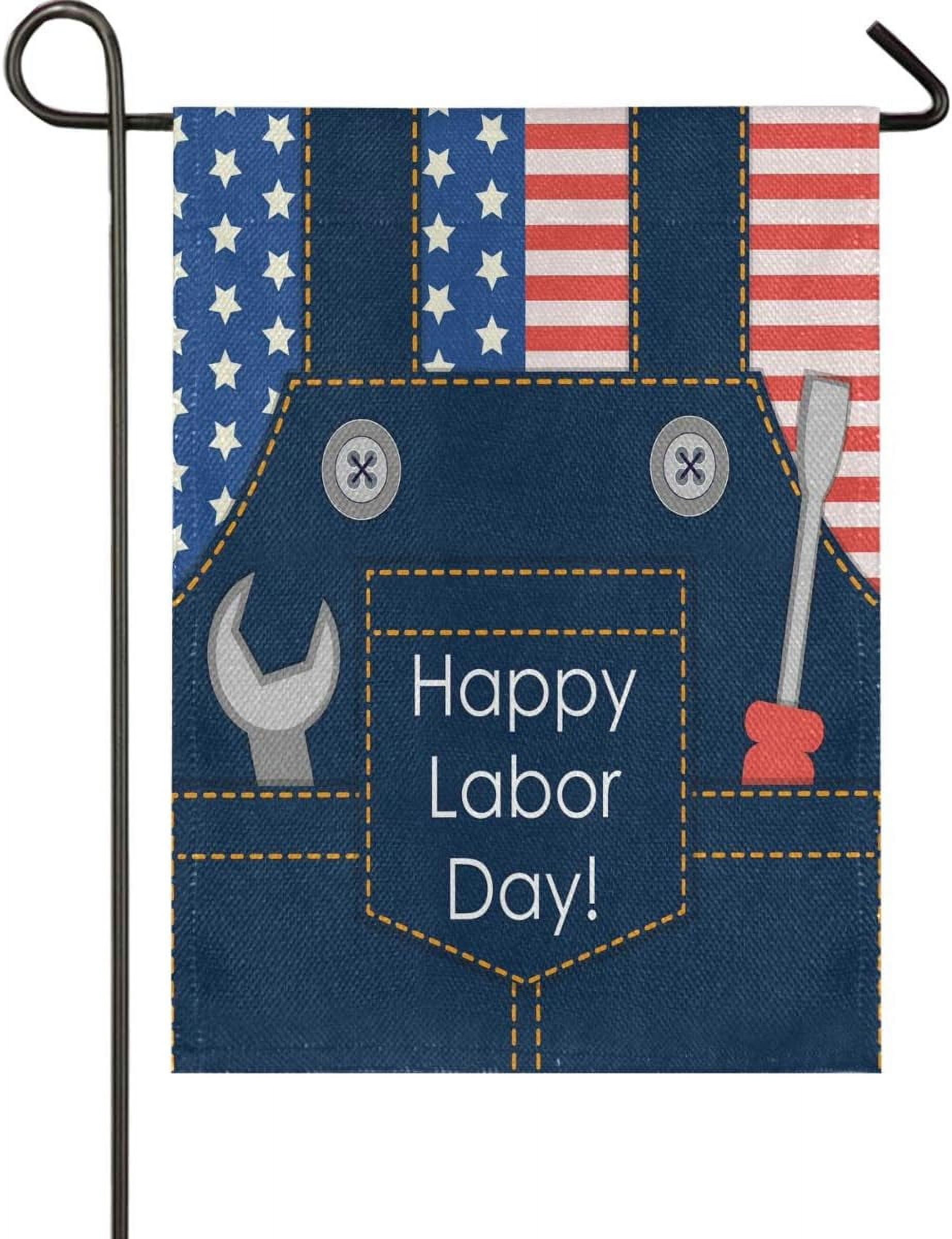 Happy Labor Day House Flags 28 x 40 Double Sided, Primitive Retro ...