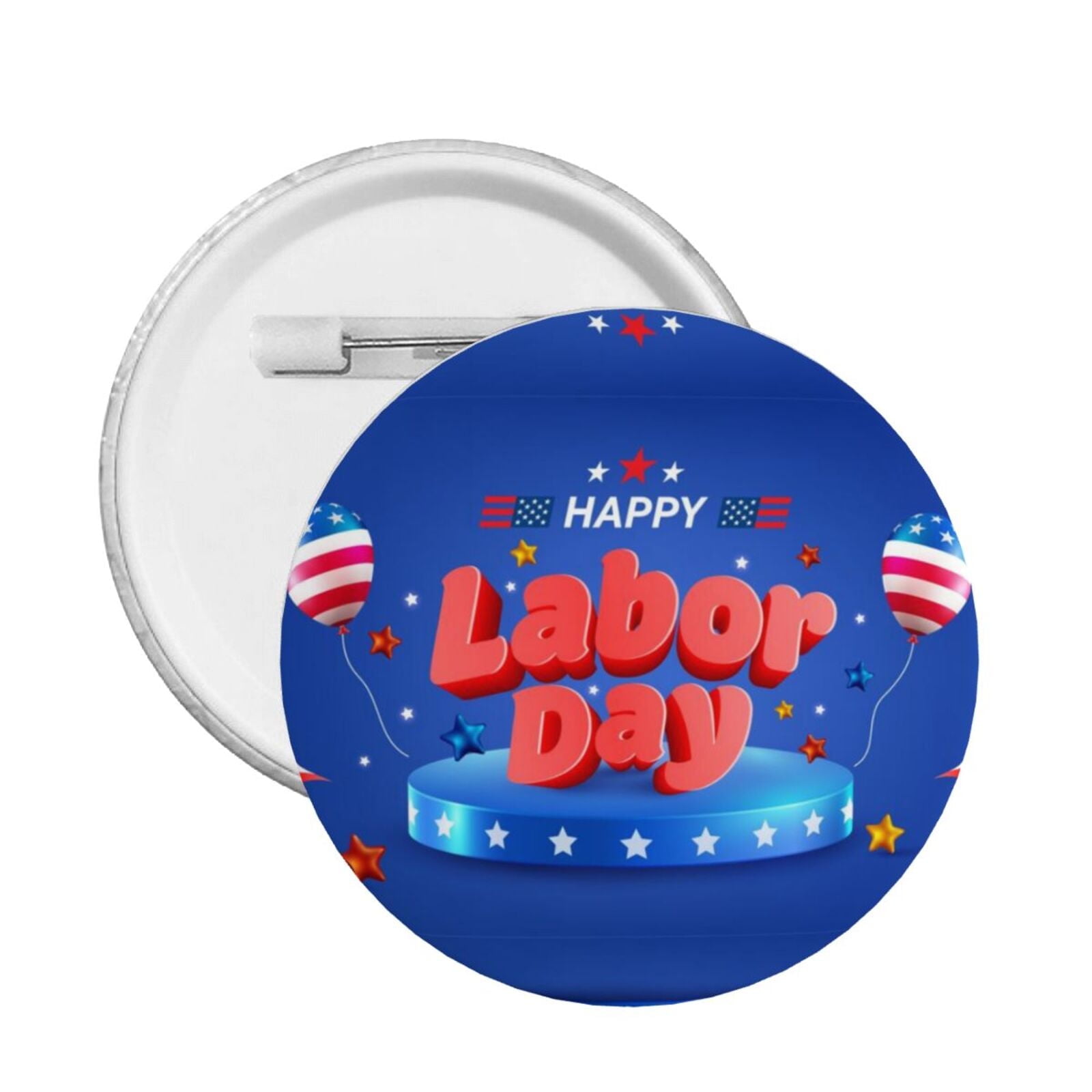 Happy Labor Day Pin Button Badge, Personalised Button Metal Badge Round ...