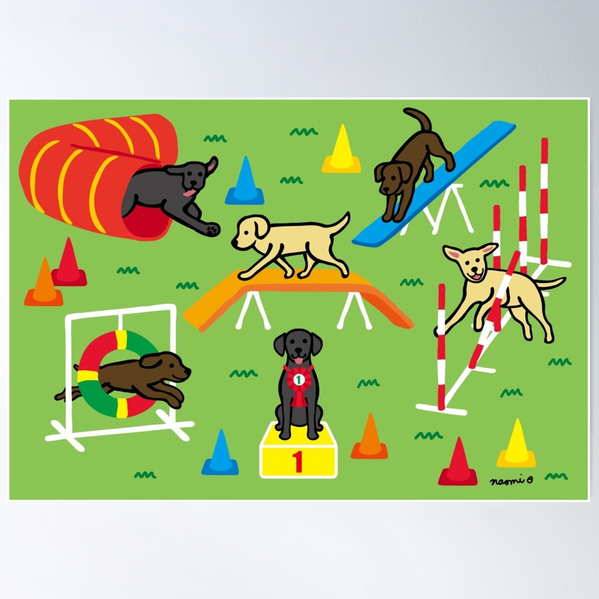Happy Labrador Agility Cartoon Poster, 16x24 UNFRAMED - Walmart.com