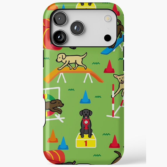 Happy Labrador agility fun dog illustration iPhone Case 17 through 11 ...