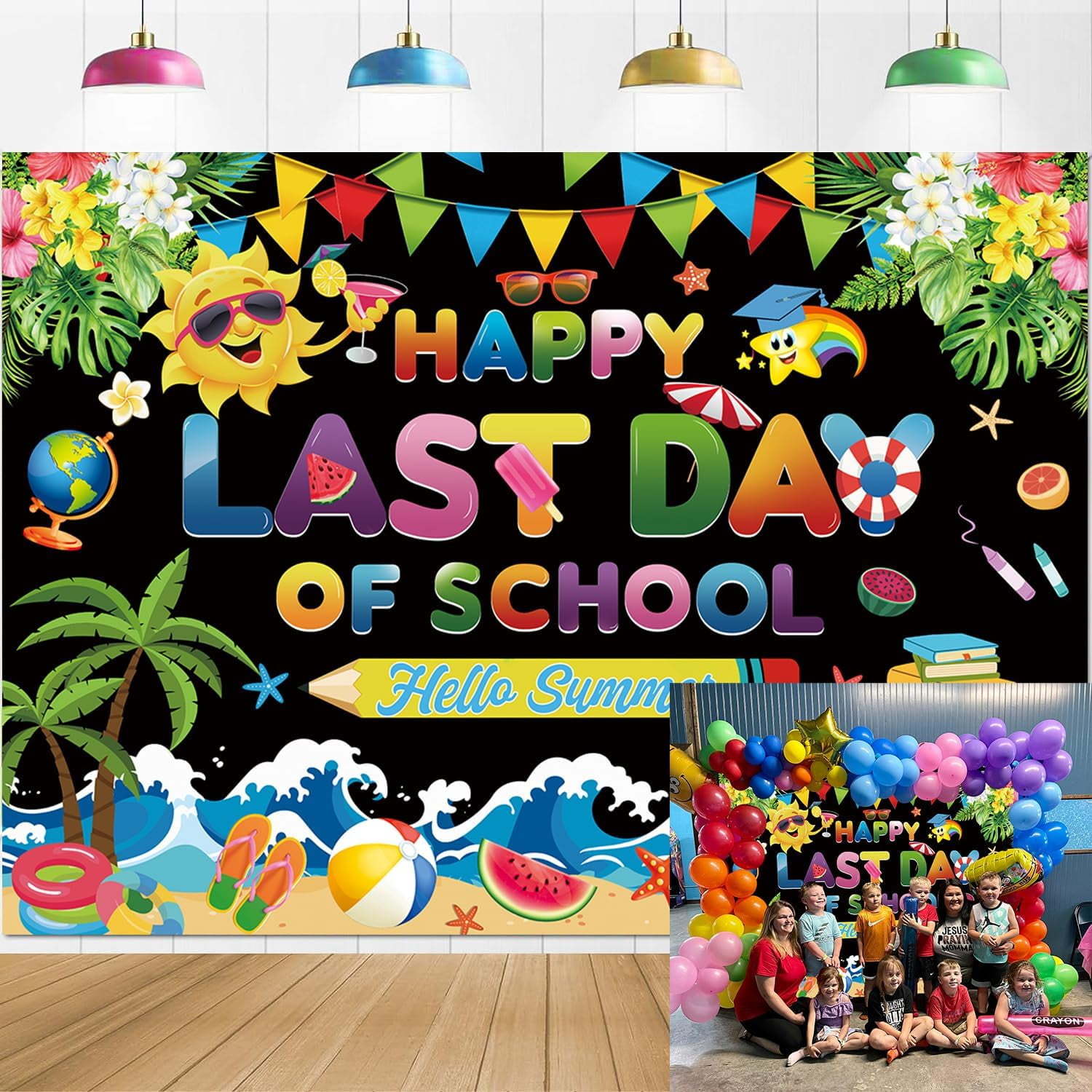 Happy Last Day of School Beautiful Banner Backdrop End of School Year ...