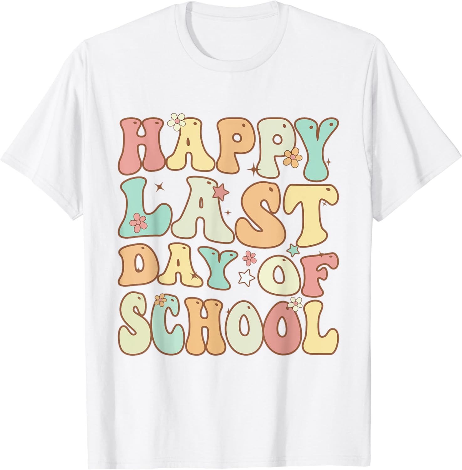 Happy Last Day of School Teachers Students Kids Retro Groovy T-Shirt ...