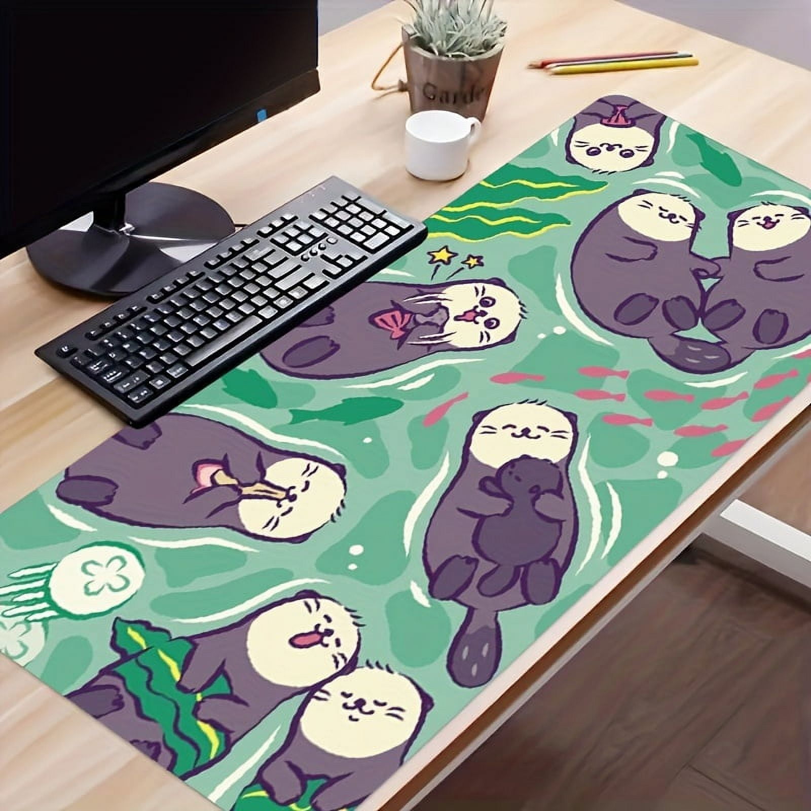 Happy Little Sea Otter Desk Mat Desk Pad Large Gaming Mouse Pad E ...