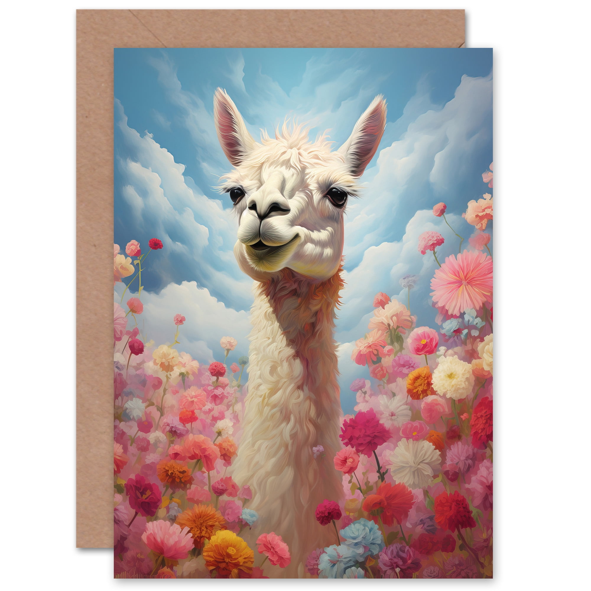 Happy Llama Pink Flowers Bright Colourful Child Children Kids Birthday ...