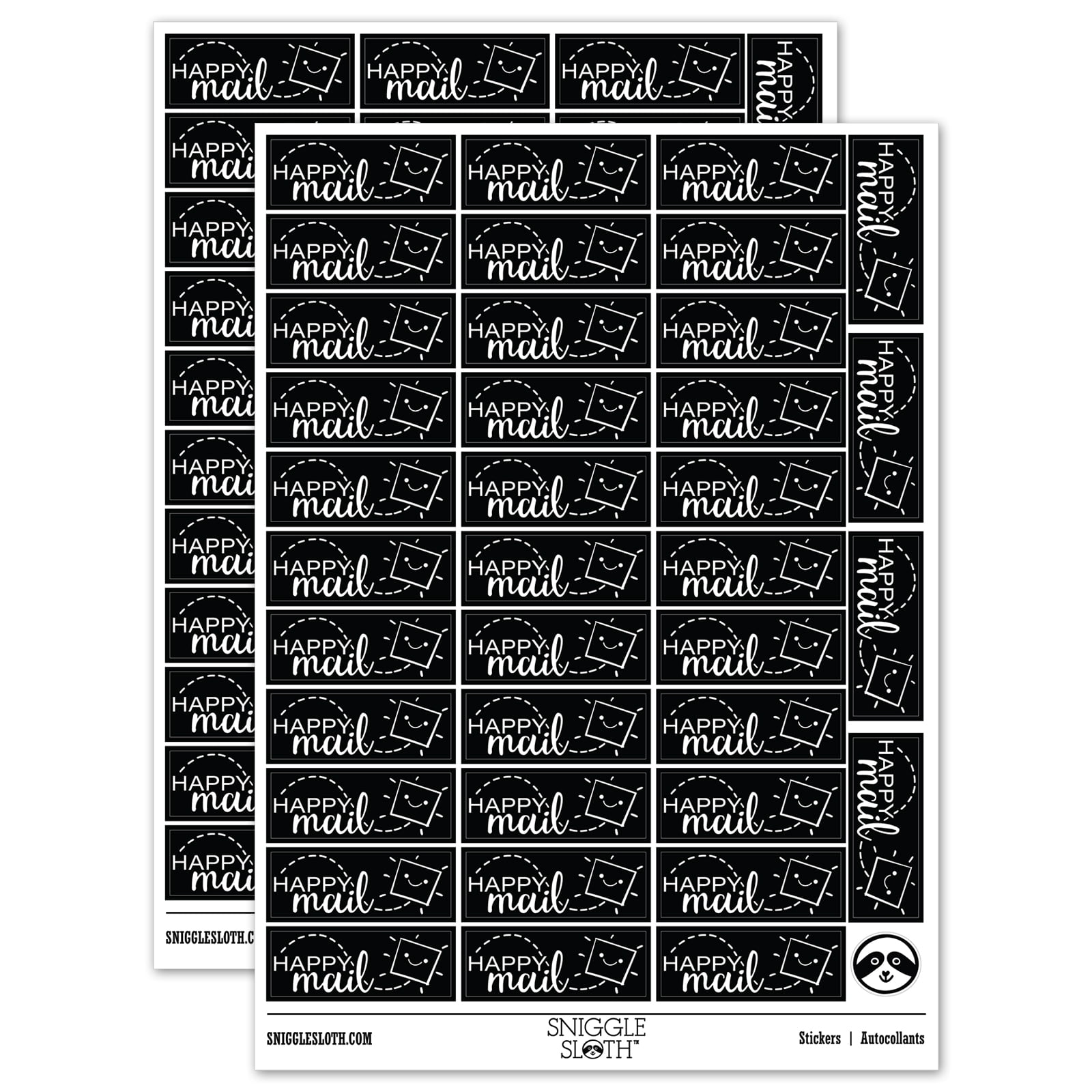 Happy Mail Smiling Package Letter Sticker Set - Black - Gloss Finish ...