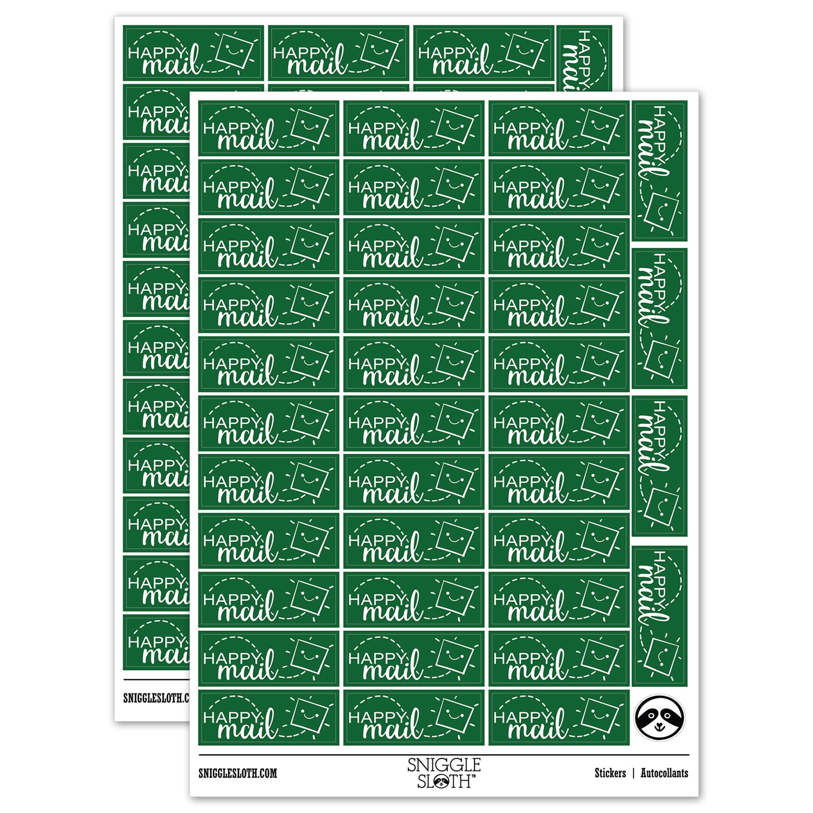 Happy Mail Smiling Package Letter Sticker Set - Dark Green - Gloss ...