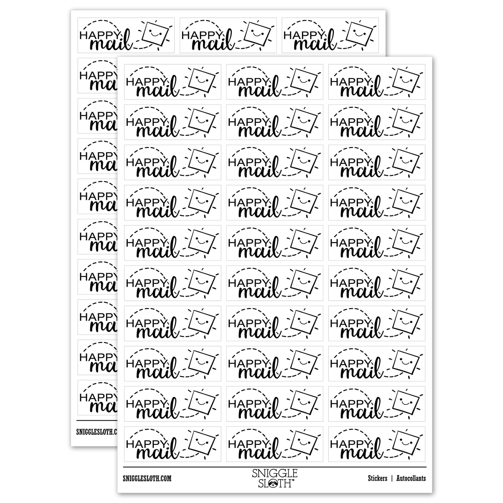 Happy Mail Smiling Package Letter Sticker Set - White - Gloss Finish ...