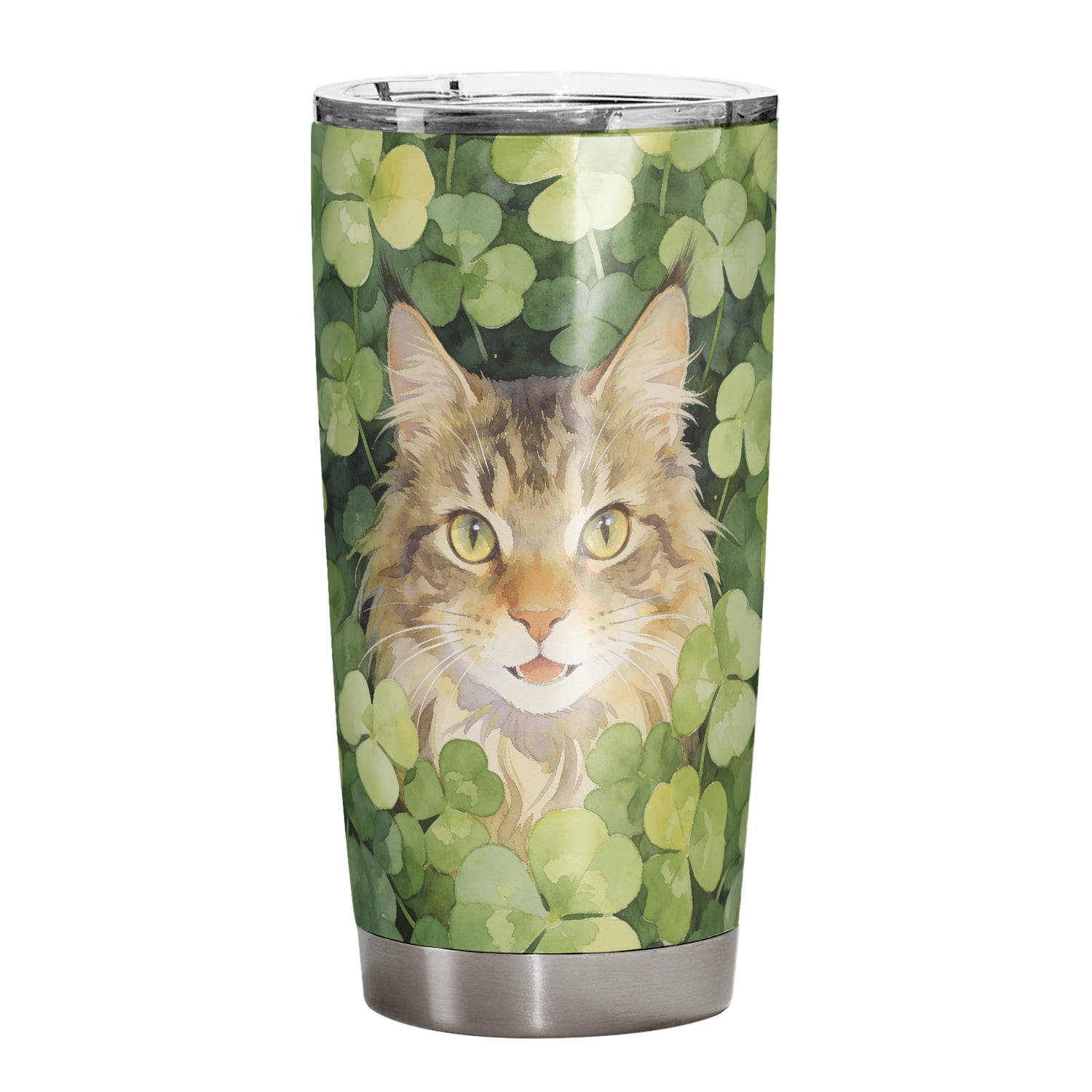 Happy Maine Coon Welcome St Patrick's Day Lucky Shamrocks Clover 20oz ...
