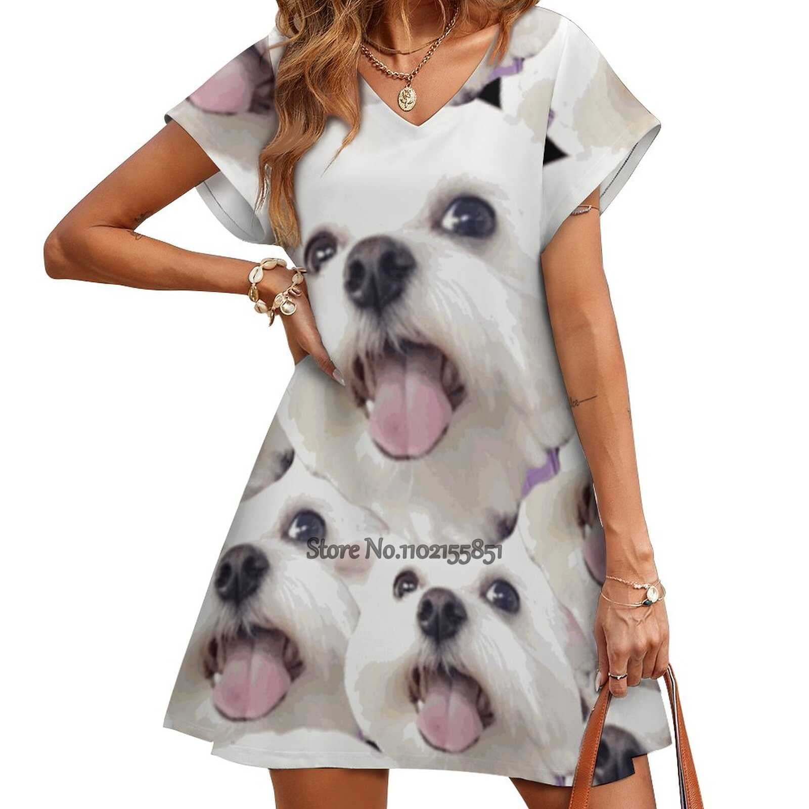 Happy Maltese Back Lacing Backless Dress Square Neck Dress Sweetheart ...