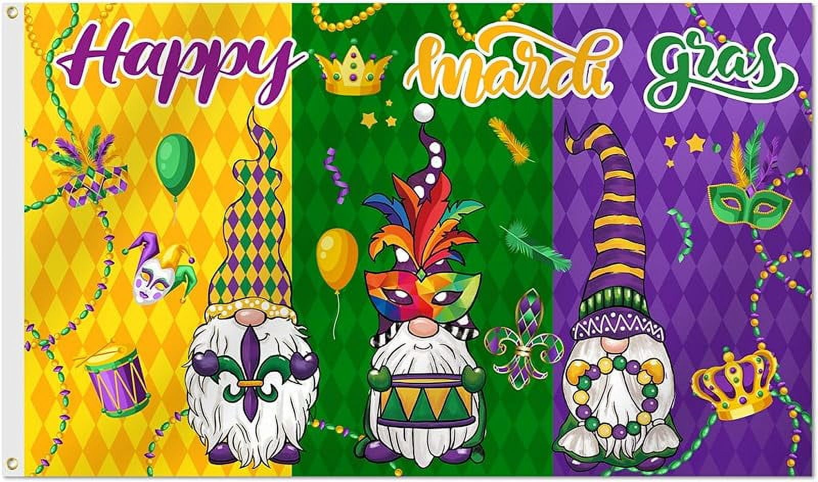 Happy Mardi Gras Day Flag 3x5 Ft Double Sided, Spring Shamrock Coin ...