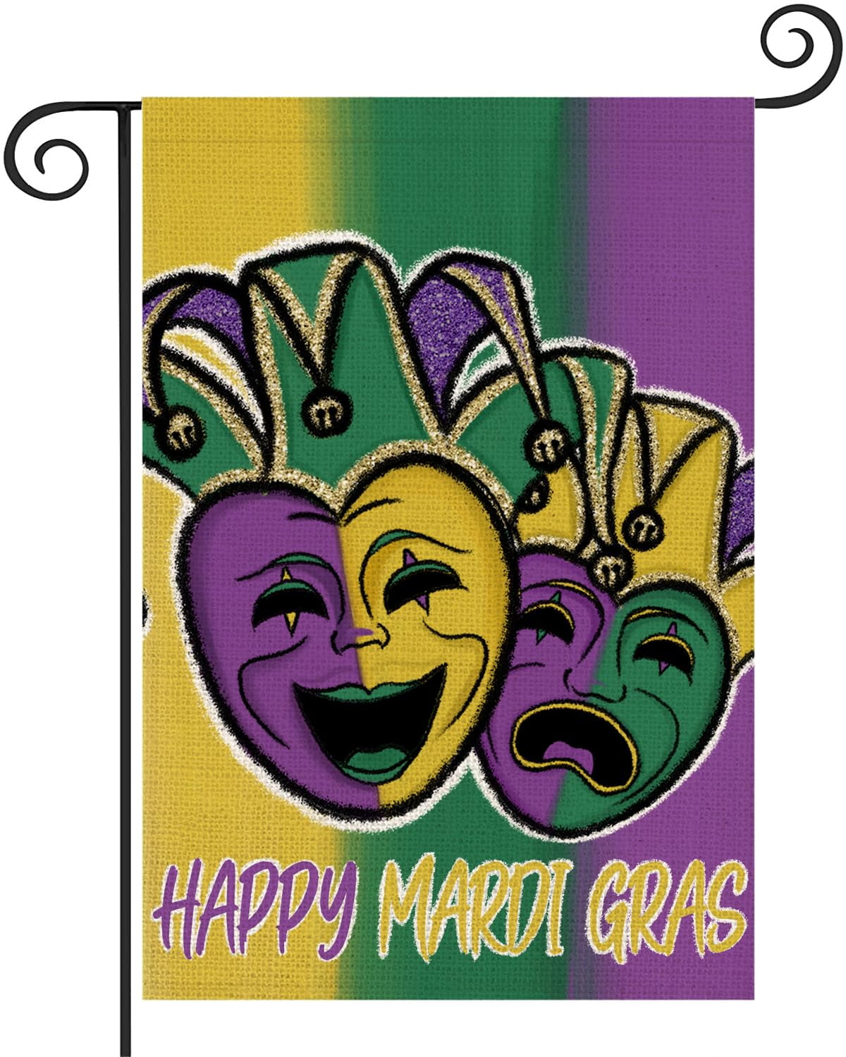 Happy Mardi Gras Donut Garden Flag Double Sided, Mask Fleur de Lis Welcome New Orleans Carnival ...