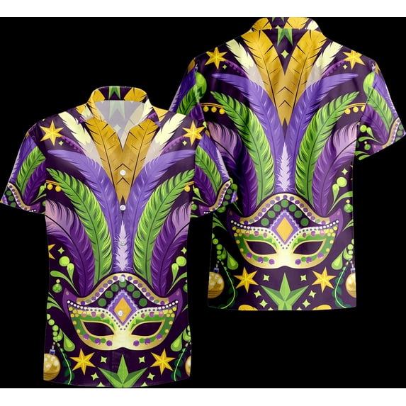 Happy Mardi Gras Unisex Soft Hawaii Shirts, 3D Hawaiian Aloha Shirt ...