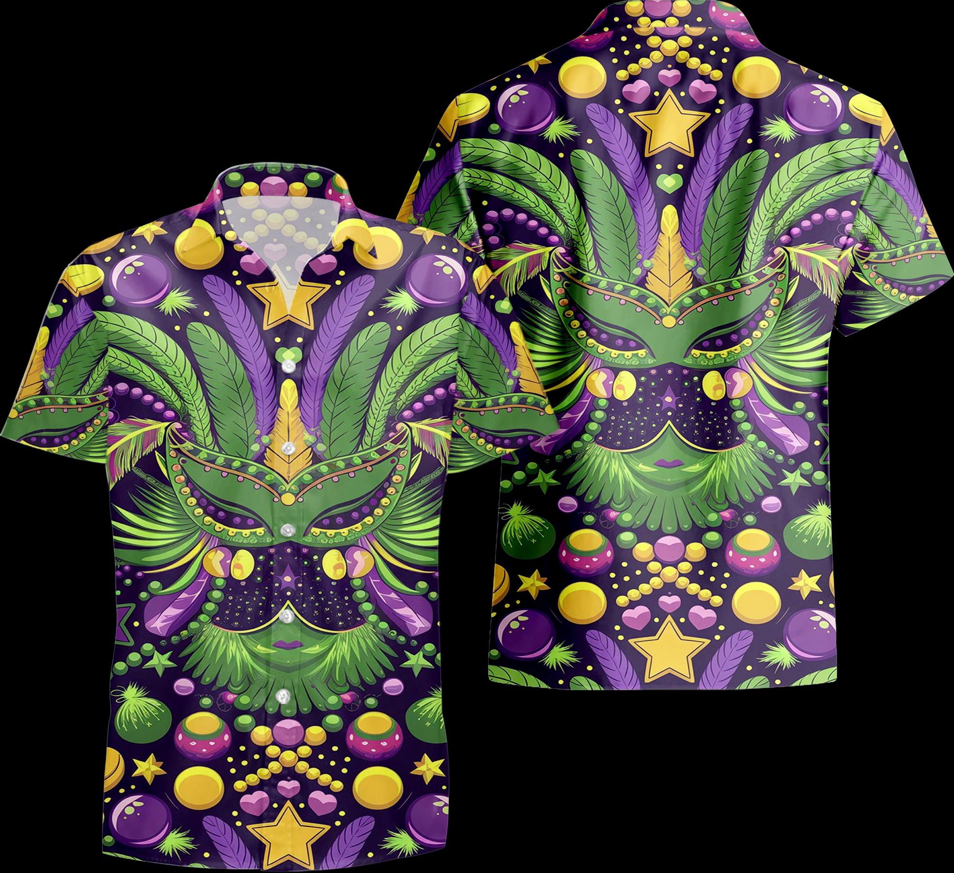 Happy Mardi Gras Unisex Soft Hawaii Shirts, 3D Hawaiian Aloha Shirt ...