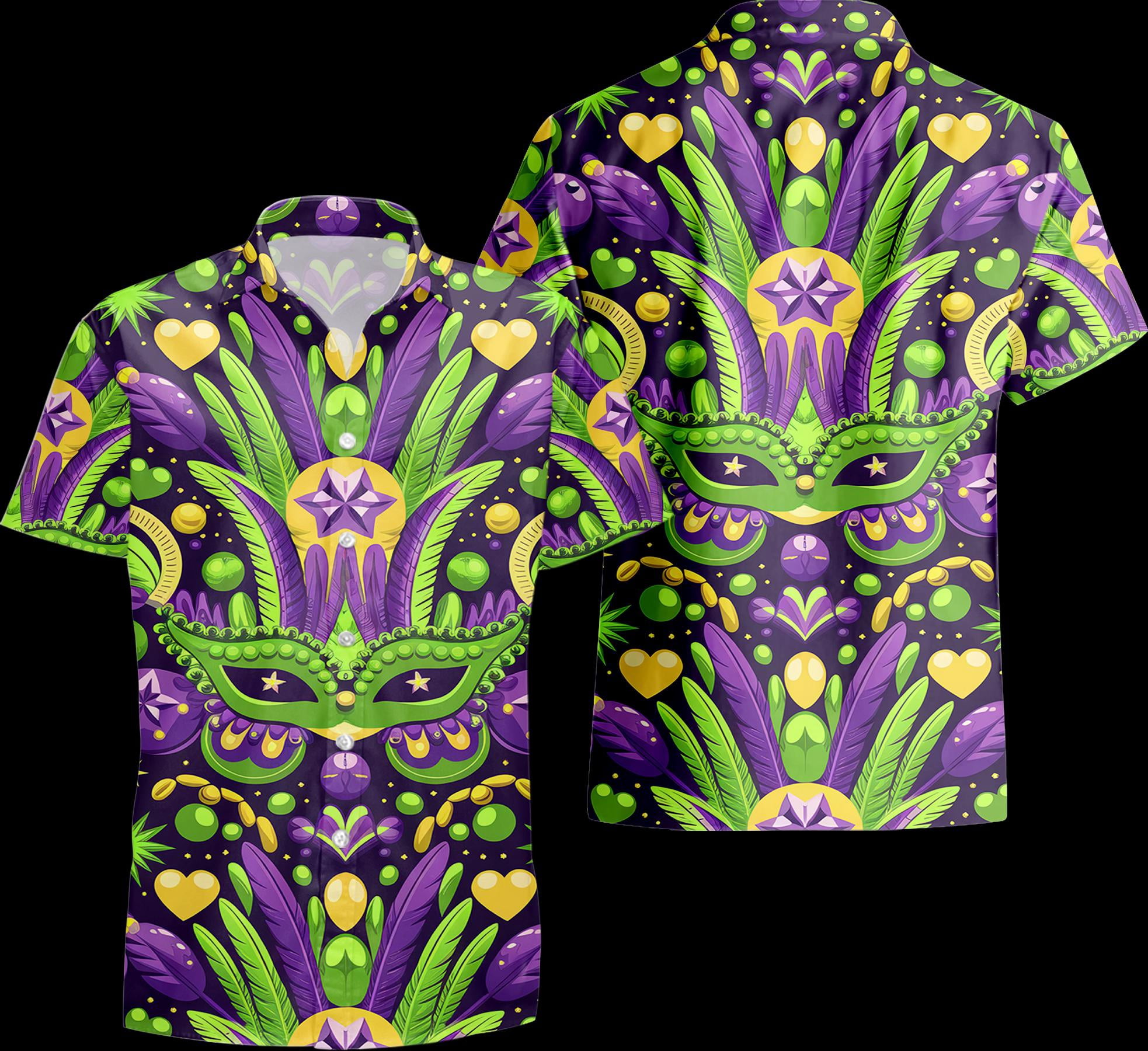 Happy Mardi Gras Unisex Soft Hawaii Shirts, 3D Hawaiian Aloha Shirt ...