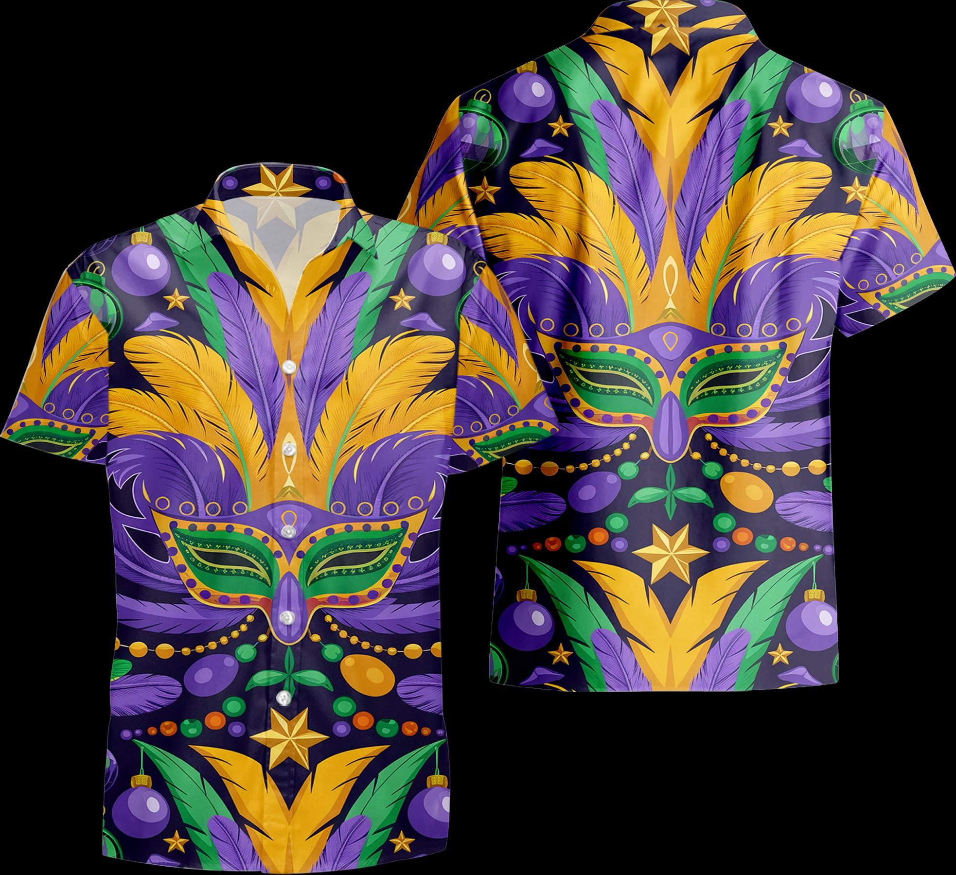 Happy Mardi Gras Unisex Soft Hawaii Shirts, 3D Hawaiian Aloha Shirt ...