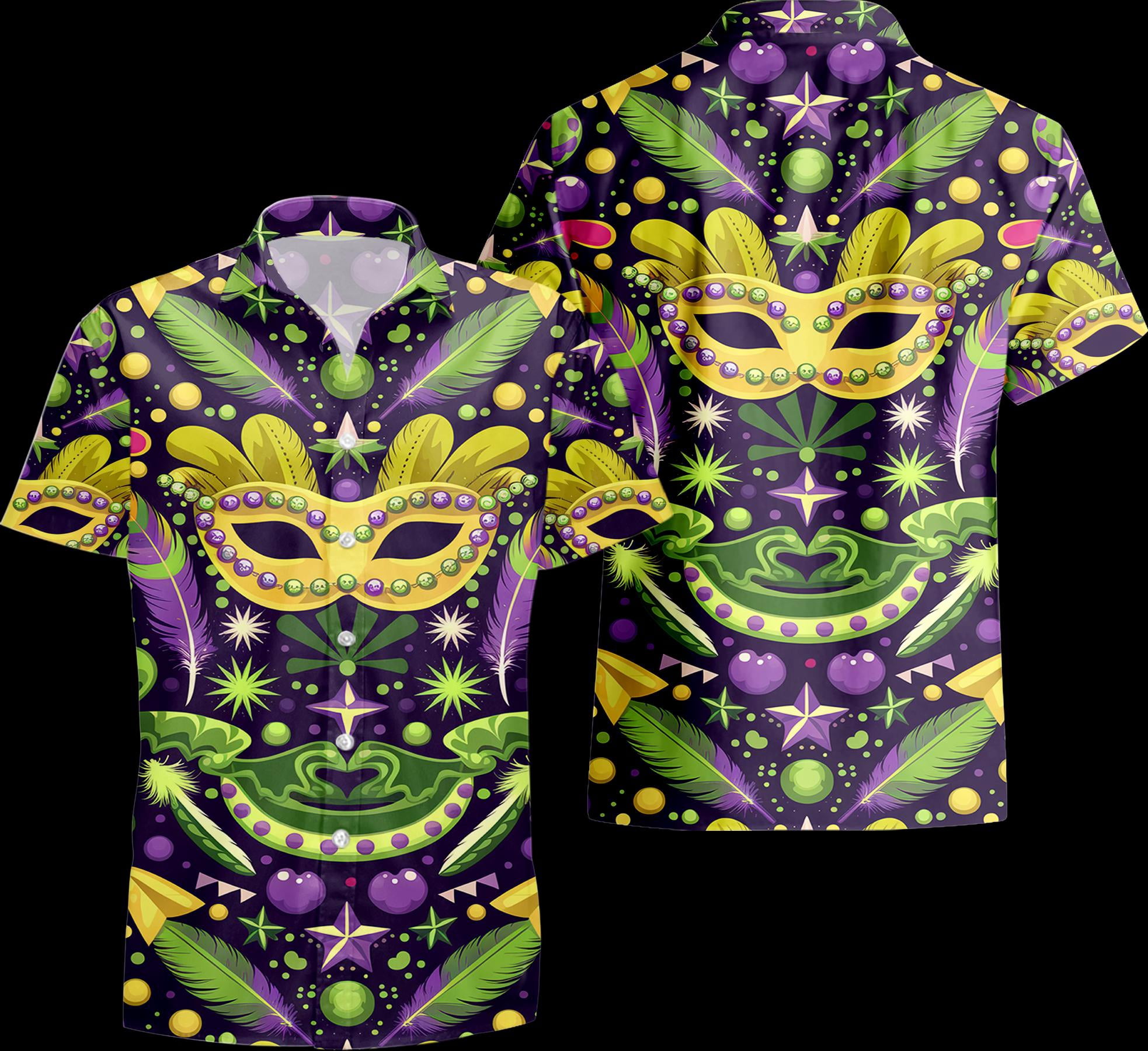 Happy Mardi Gras Unisex Soft Hawaii Shirts, 3D Hawaiian Aloha Shirt ...