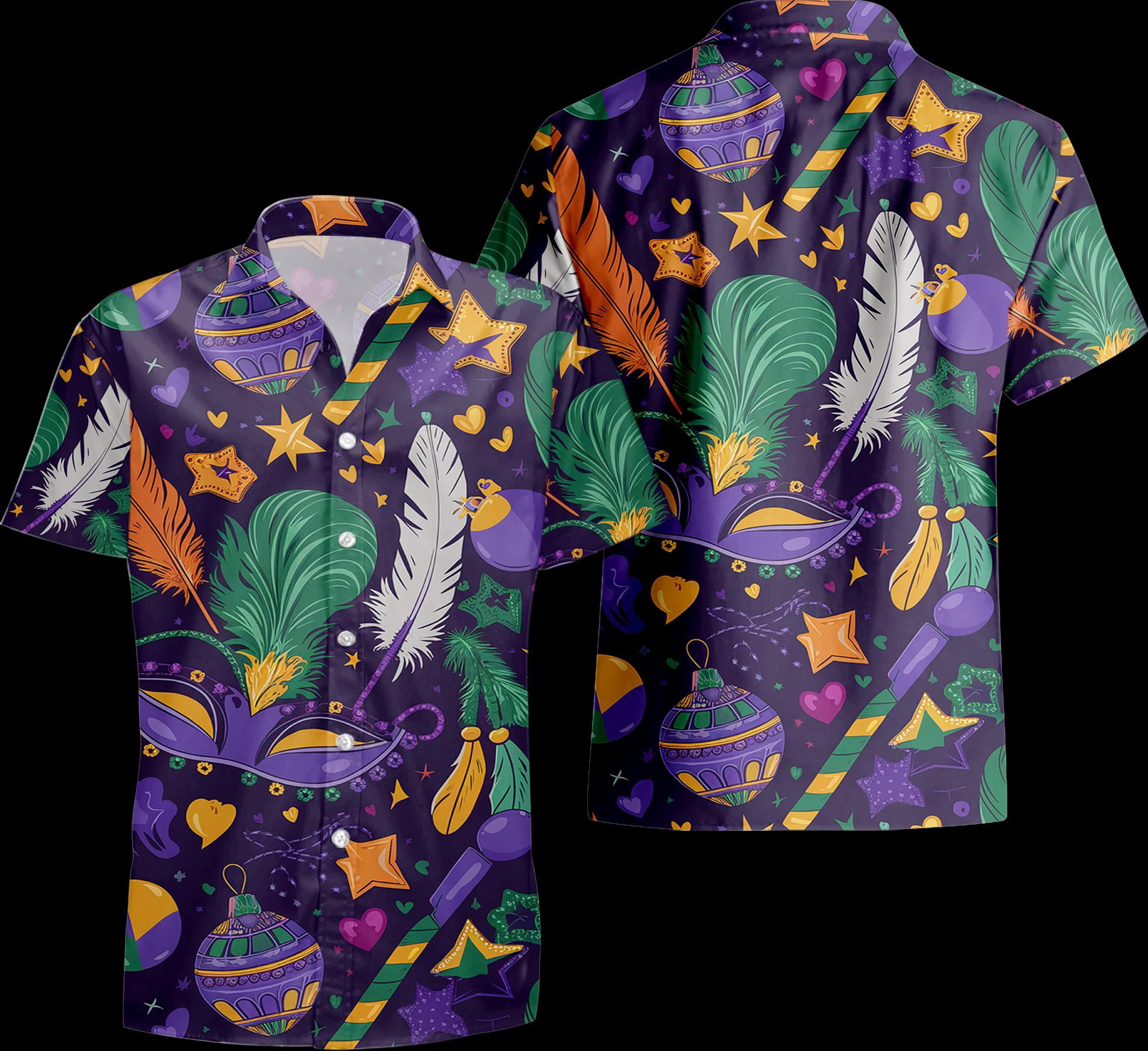 Happy Mardi Gras Unisex Soft Hawaii Shirts, 3D Hawaiian Aloha Shirt ...