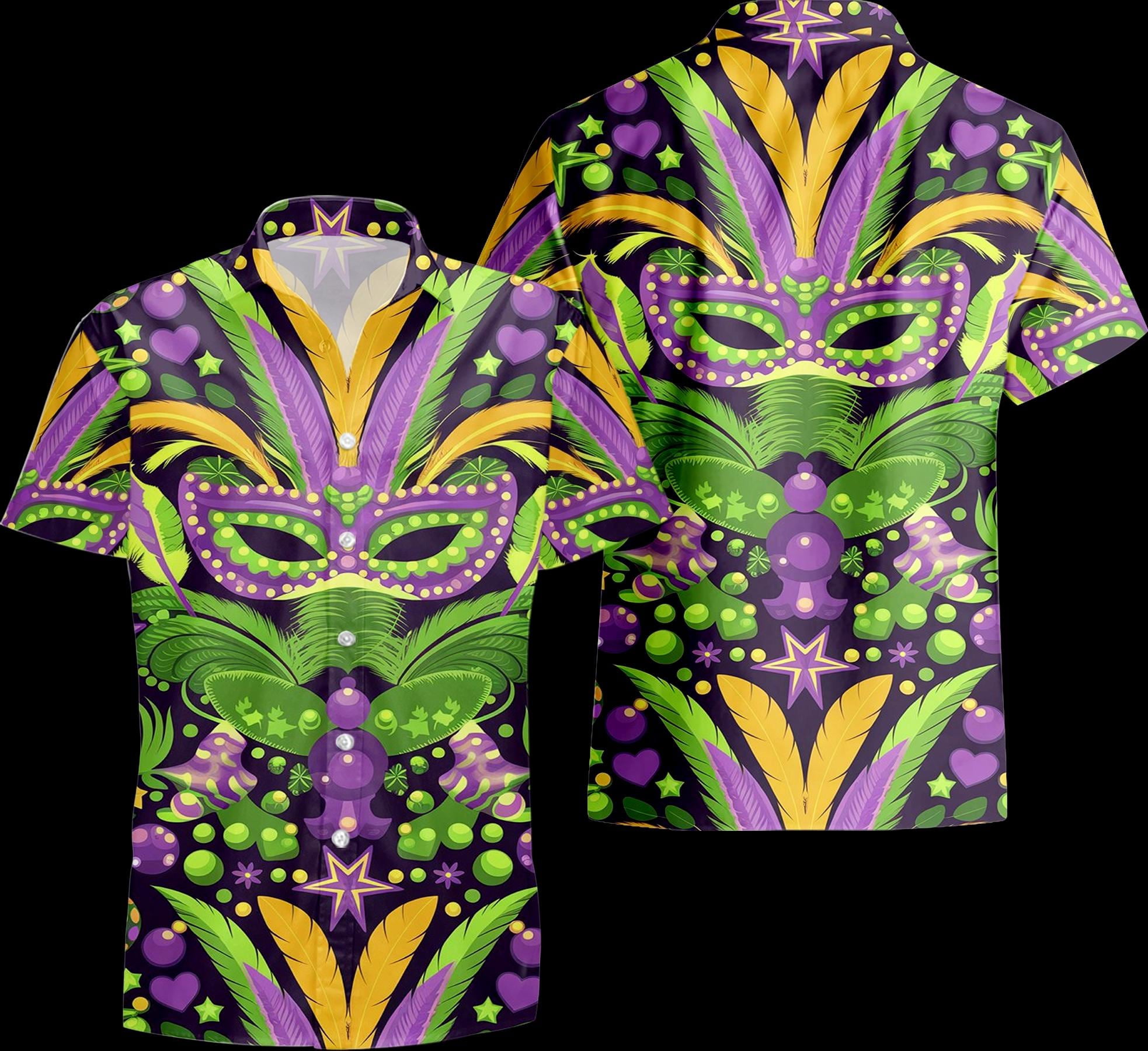 Happy Mardi Gras Unisex Soft Hawaii Shirts, 3D Hawaiian Aloha Shirt ...