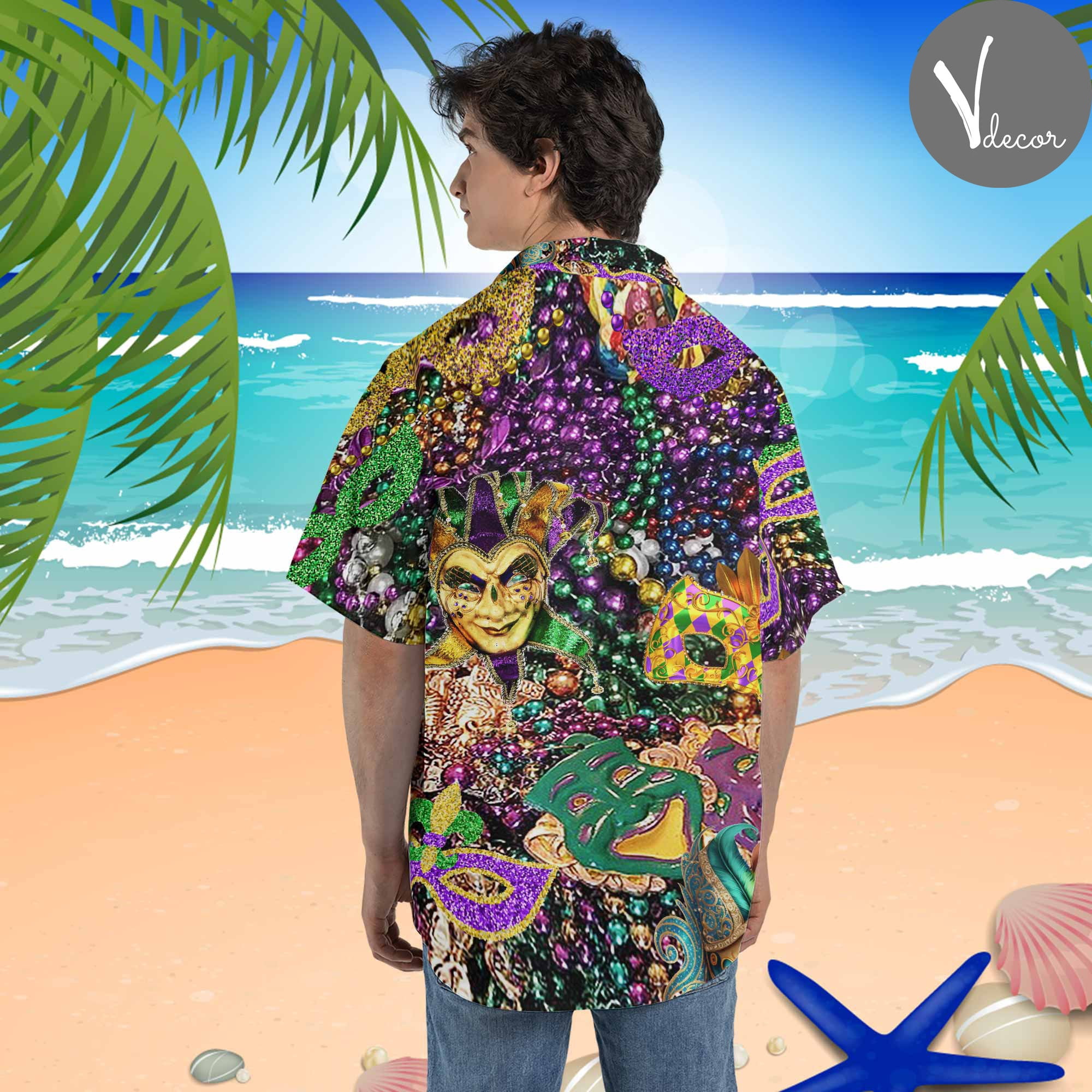 Happy Mardi Gras Unisex Soft Hawaii Shirts, 3D Hawaiian Aloha Shirt ...