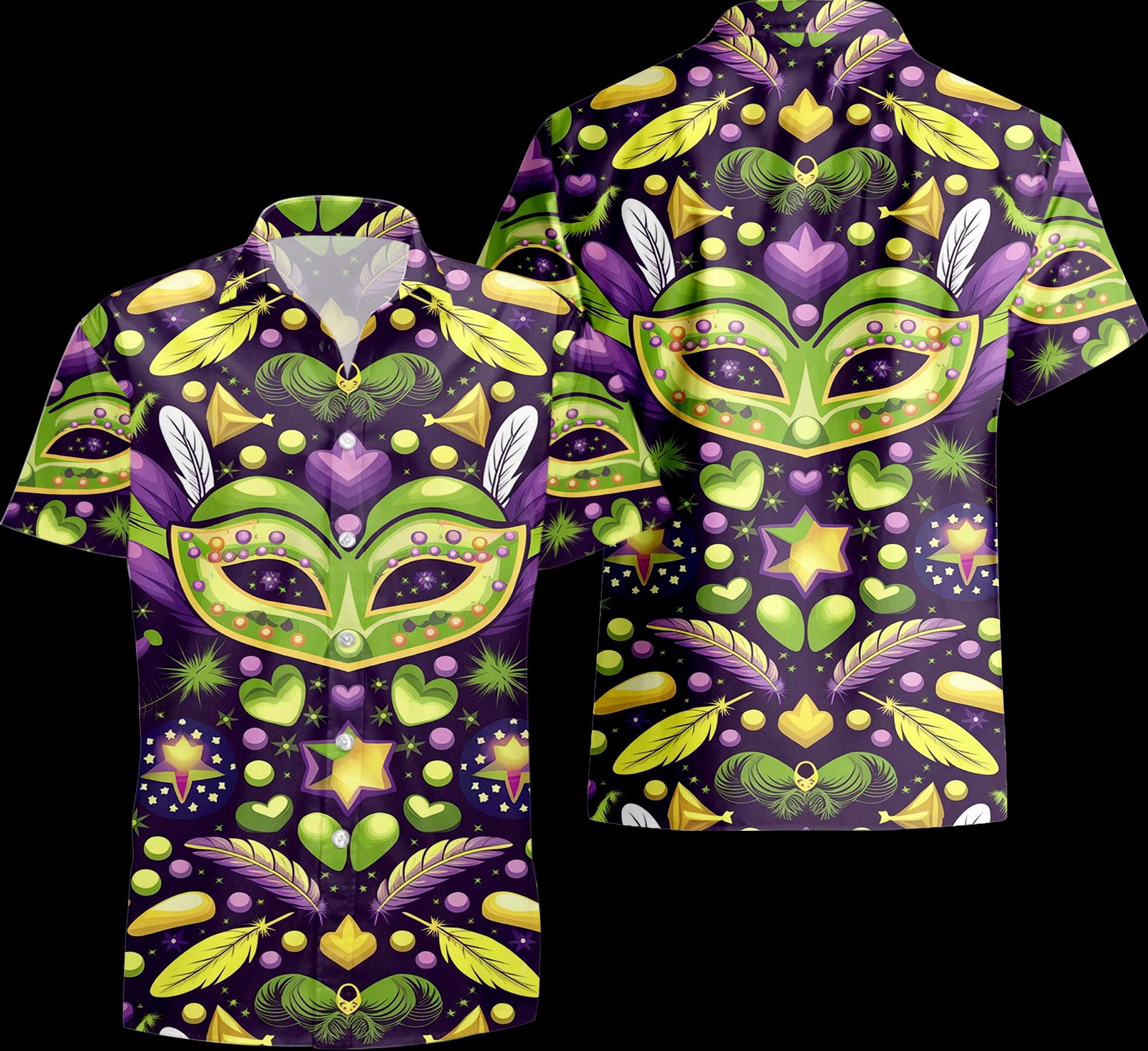 Happy Mardi Gras Unisex Soft Hawaii Shirts, 3D Hawaiian Aloha Shirt ...
