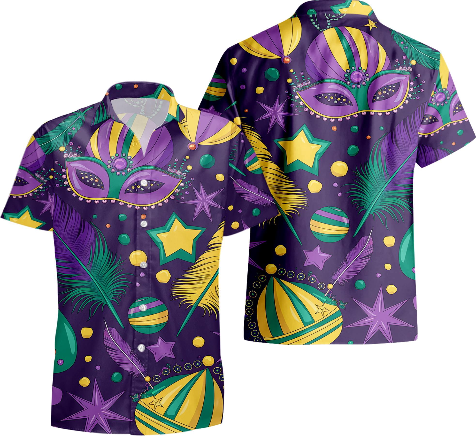 Happy Mardi Gras Unisex Soft Hawaii Shirts, 3D Hawaiian Aloha Shirt ...