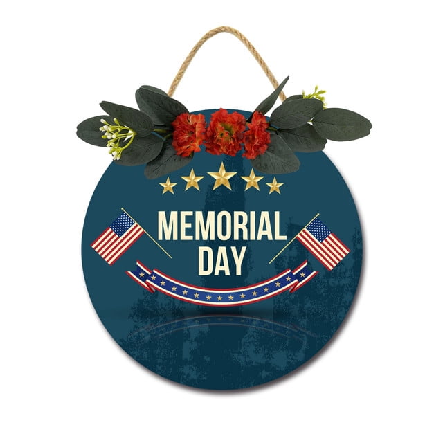 Happy Memorial Day Door Sign Summer Independence Day Decorations Wreath ...