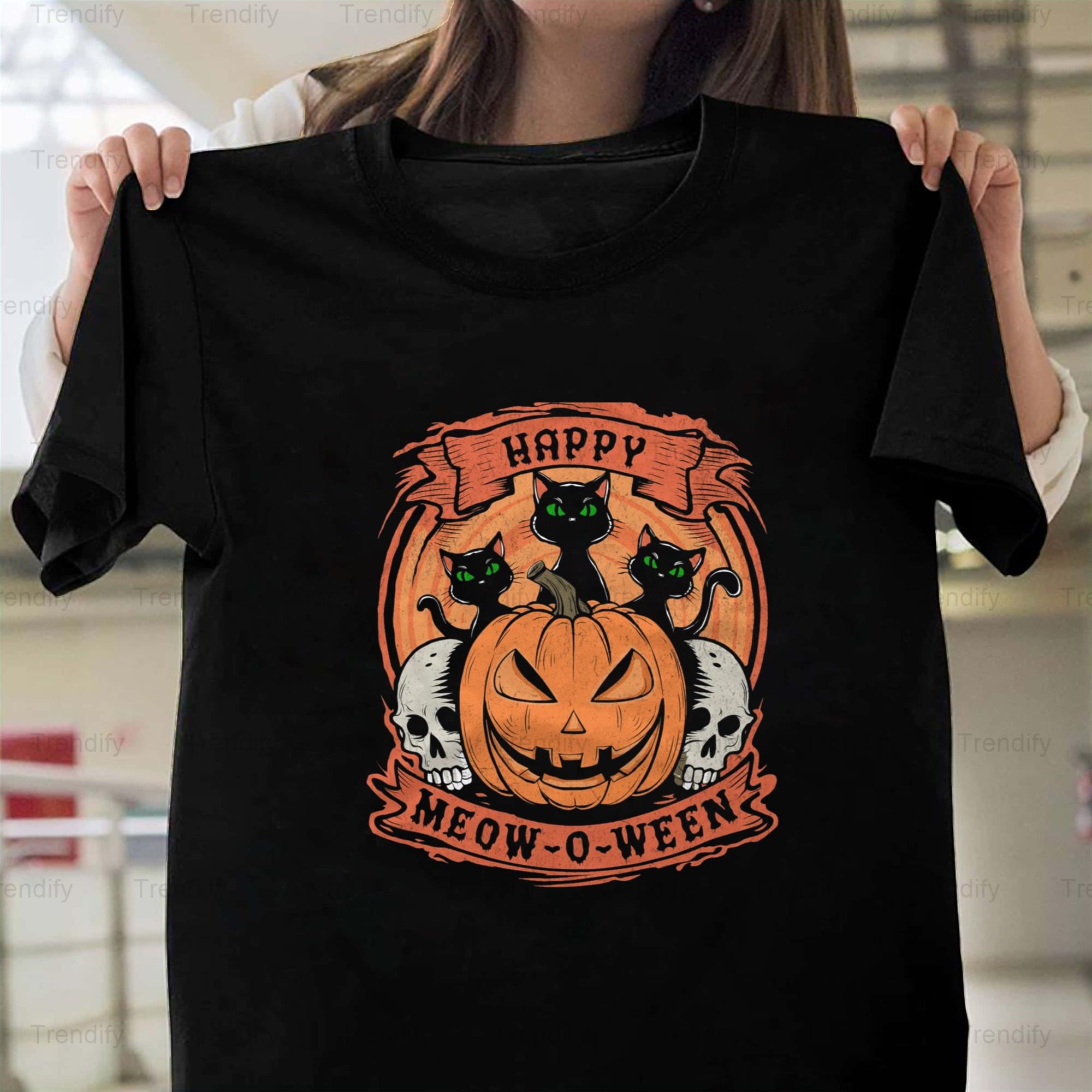 Happy Meow-O-Ween Design Black Cats And Jack-O'-Lantern H44655 Unisex T ...