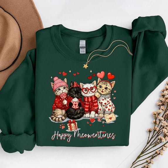 Happy Meowentines – T-Shirt, Hoodie & Sweatshirt – Cute Valentine Cat ...