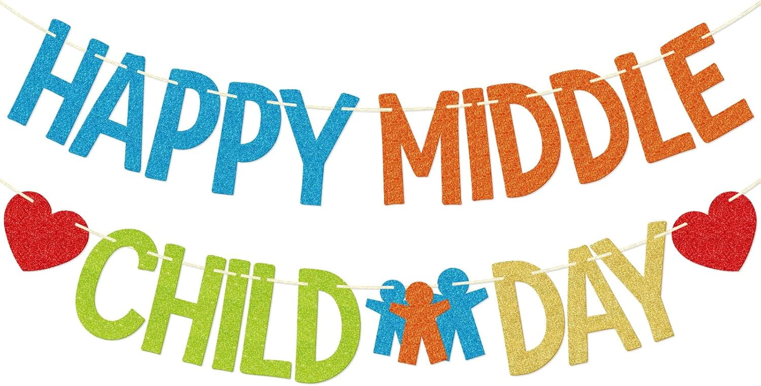 Happy Middle Child Day Banner, National Middle Child Day Decorations ...